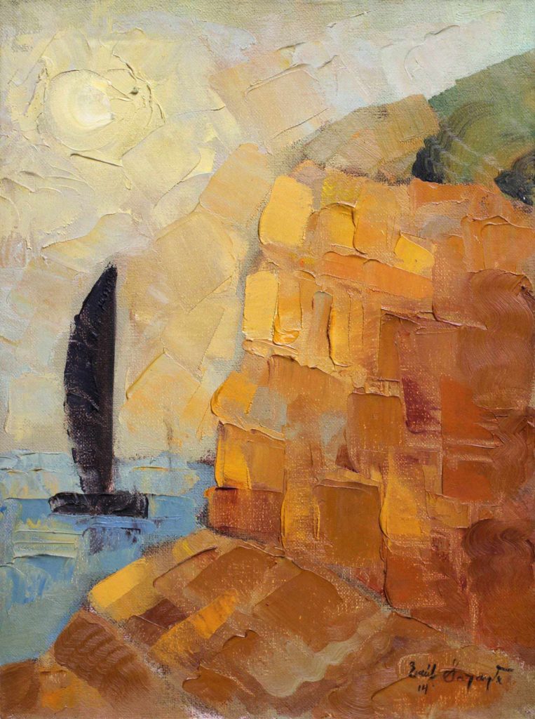 Oil painting ´view of a cliff´ by visual artist Raul M. Sarante
